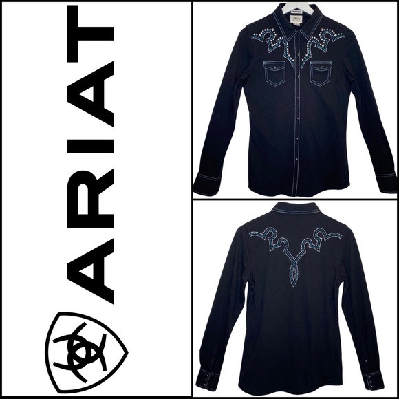 Ariat | Tops | Ariat Embroidered Embellished Snap Western Fitted Shirt ...